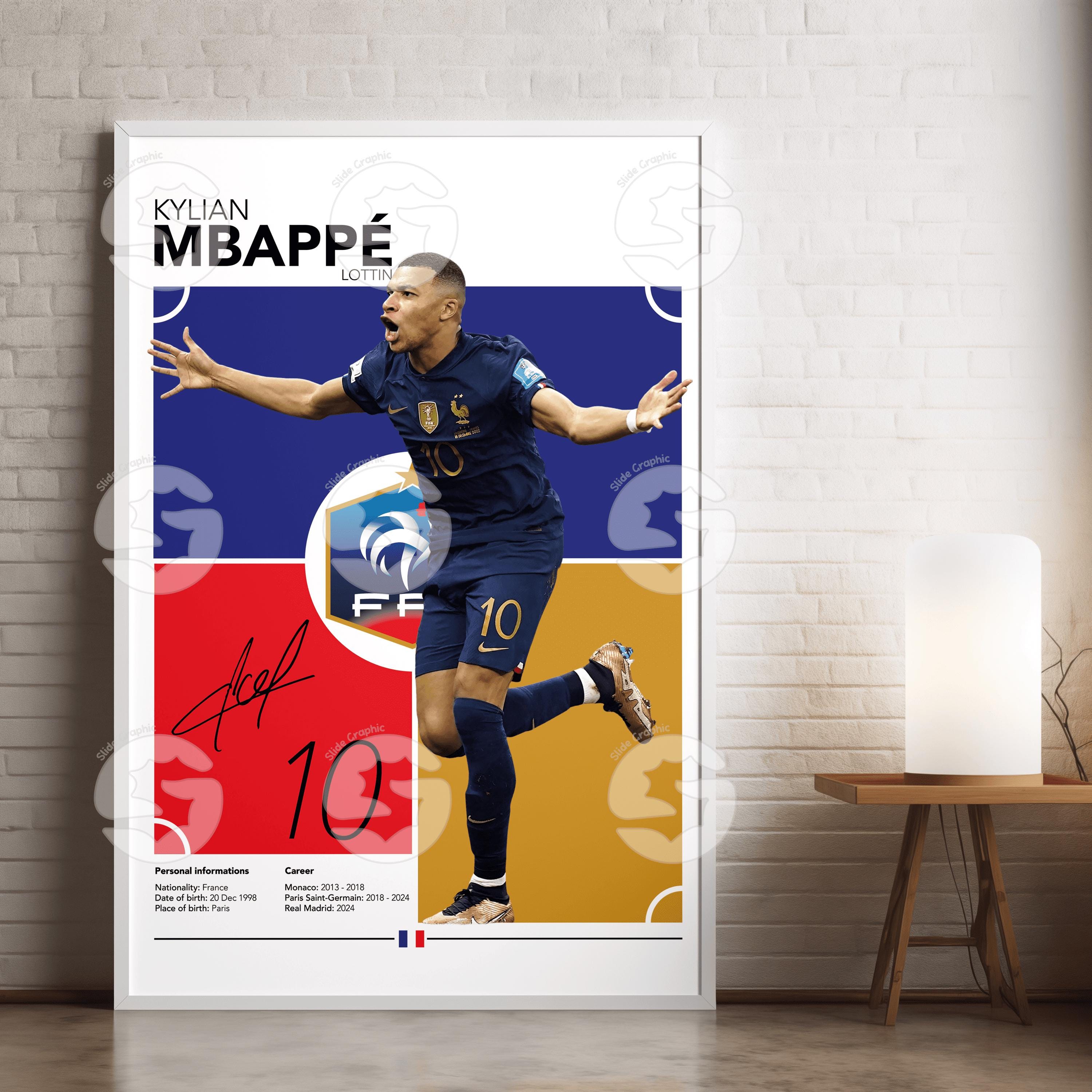 Kylian Mbappé Poster, France National Football Player , Soccer Gifts ...