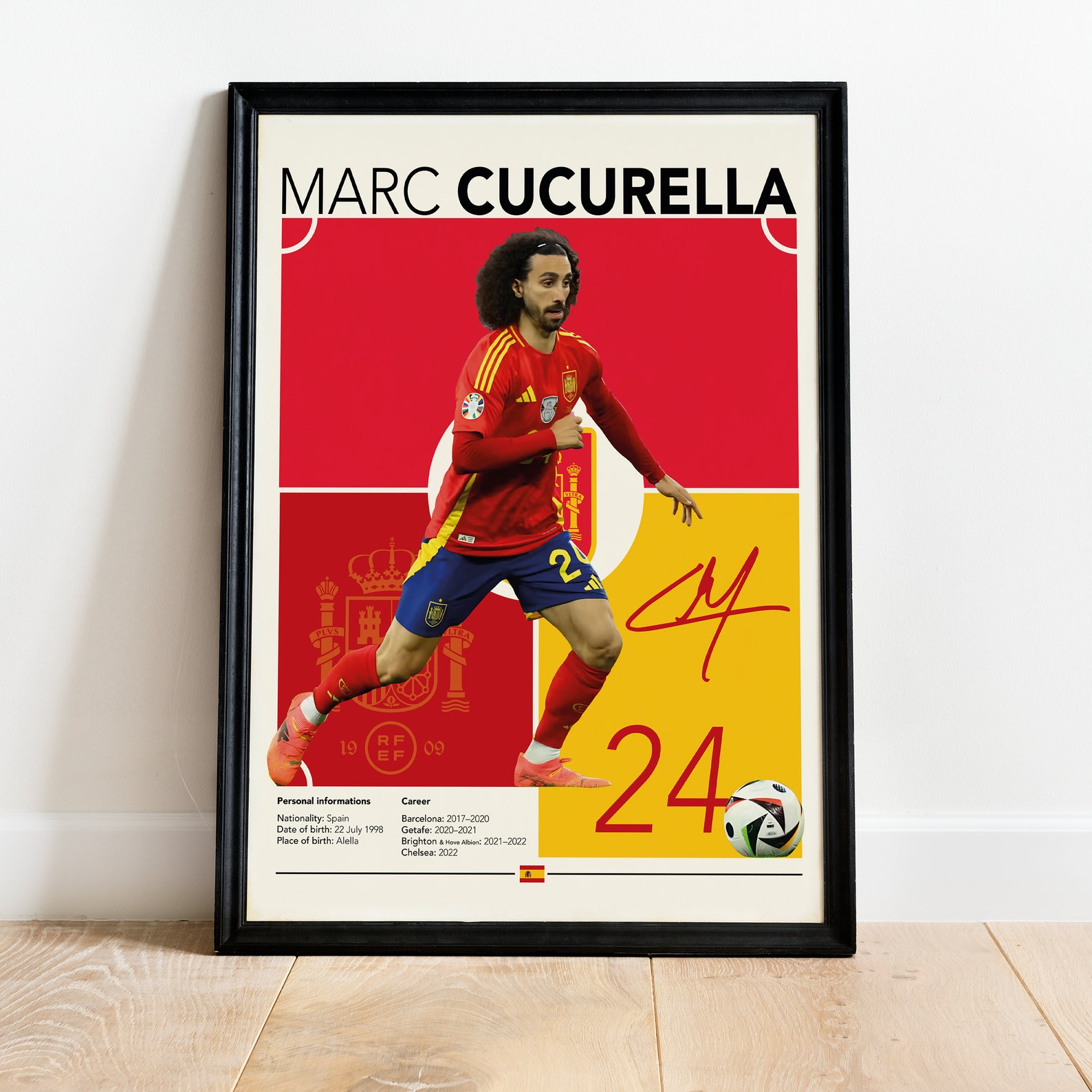 Marc Cucurella Poster, Spain Football Print, Soccer Gifts, Sports ...