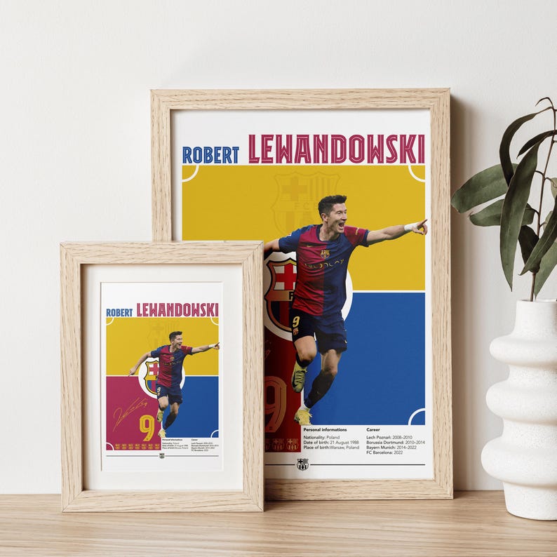 Robert Levandowski Poster, FC Barcelona Football Player , Soccer Gifts ...