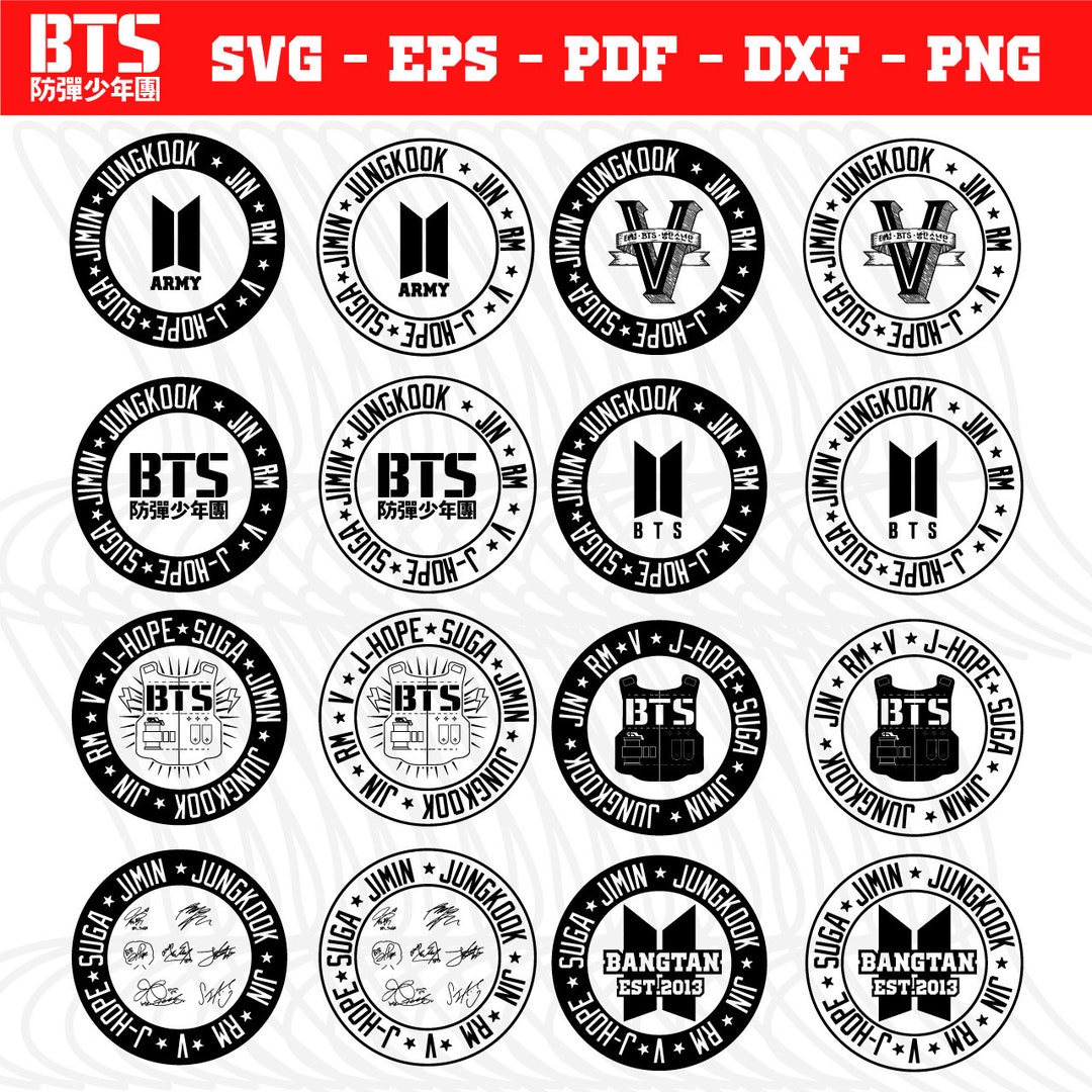 BTS Logos Bundle - Bangtan, Jimin, Jin, Jungkuk, RM, V, J-hope, Suga ...