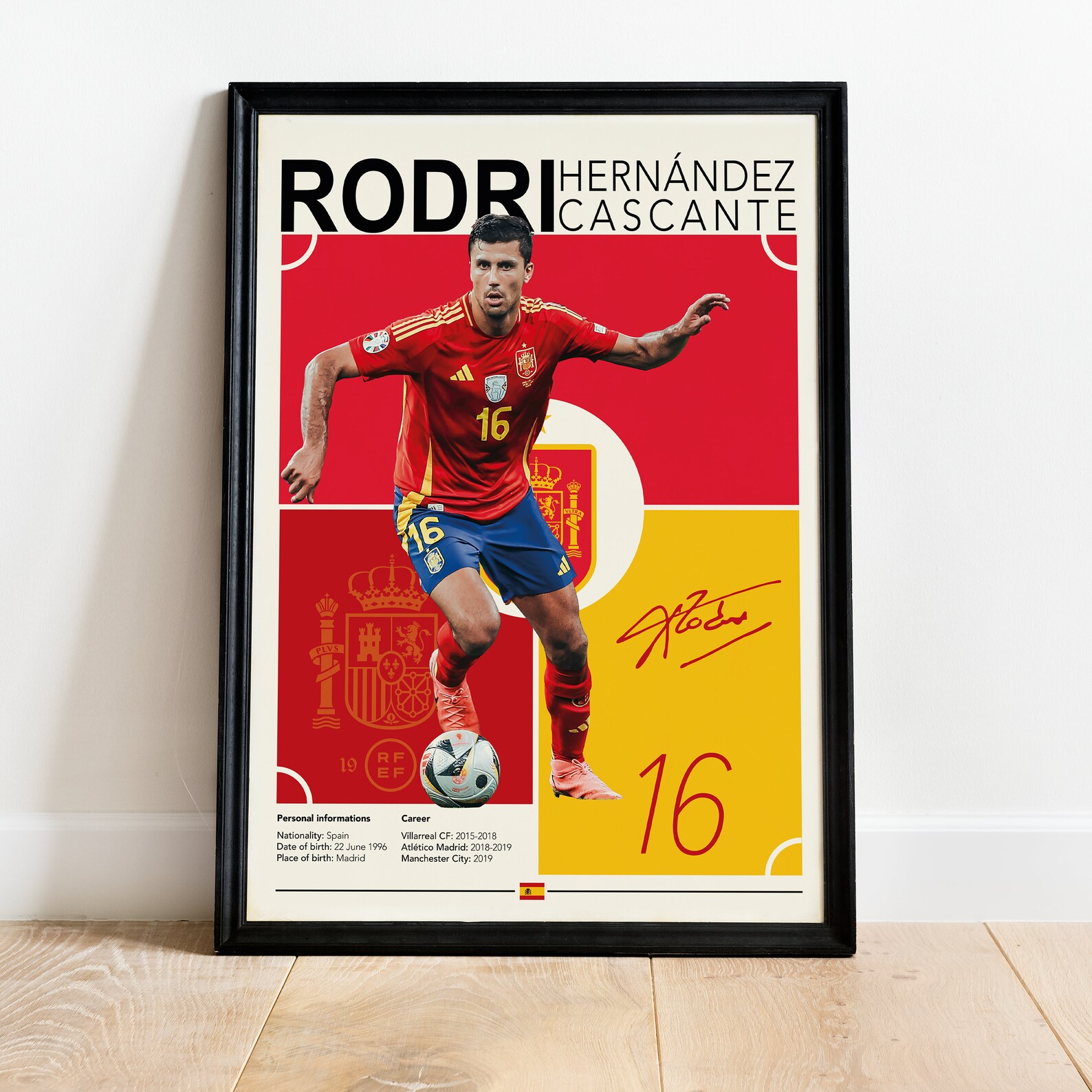 Rodri Hernandez Poster, Spain Football Print, Soccer Gifts, Sports ...