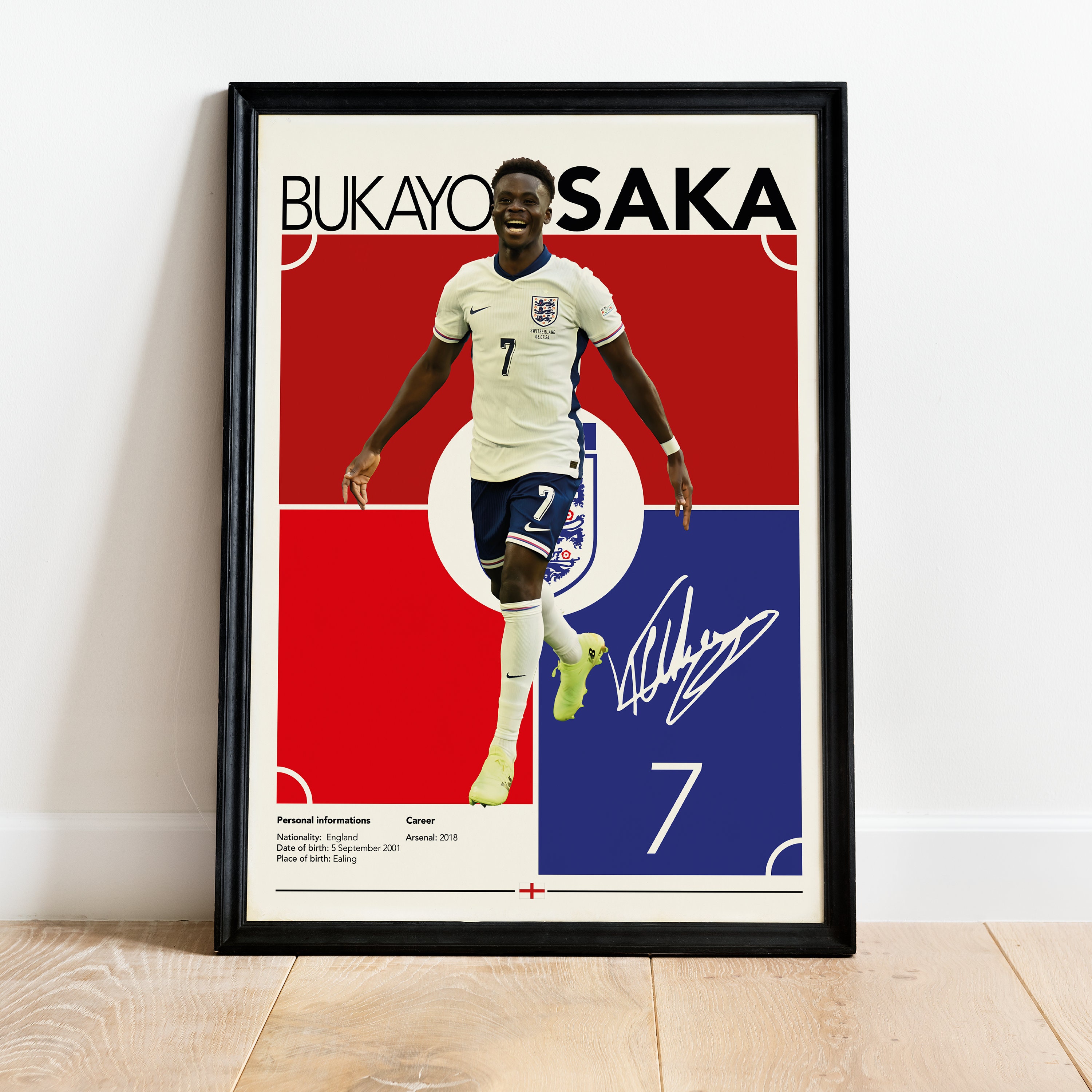 Bukayo Saka Wall Art, England Soccer Print, Soccer Gifts, Football ...
