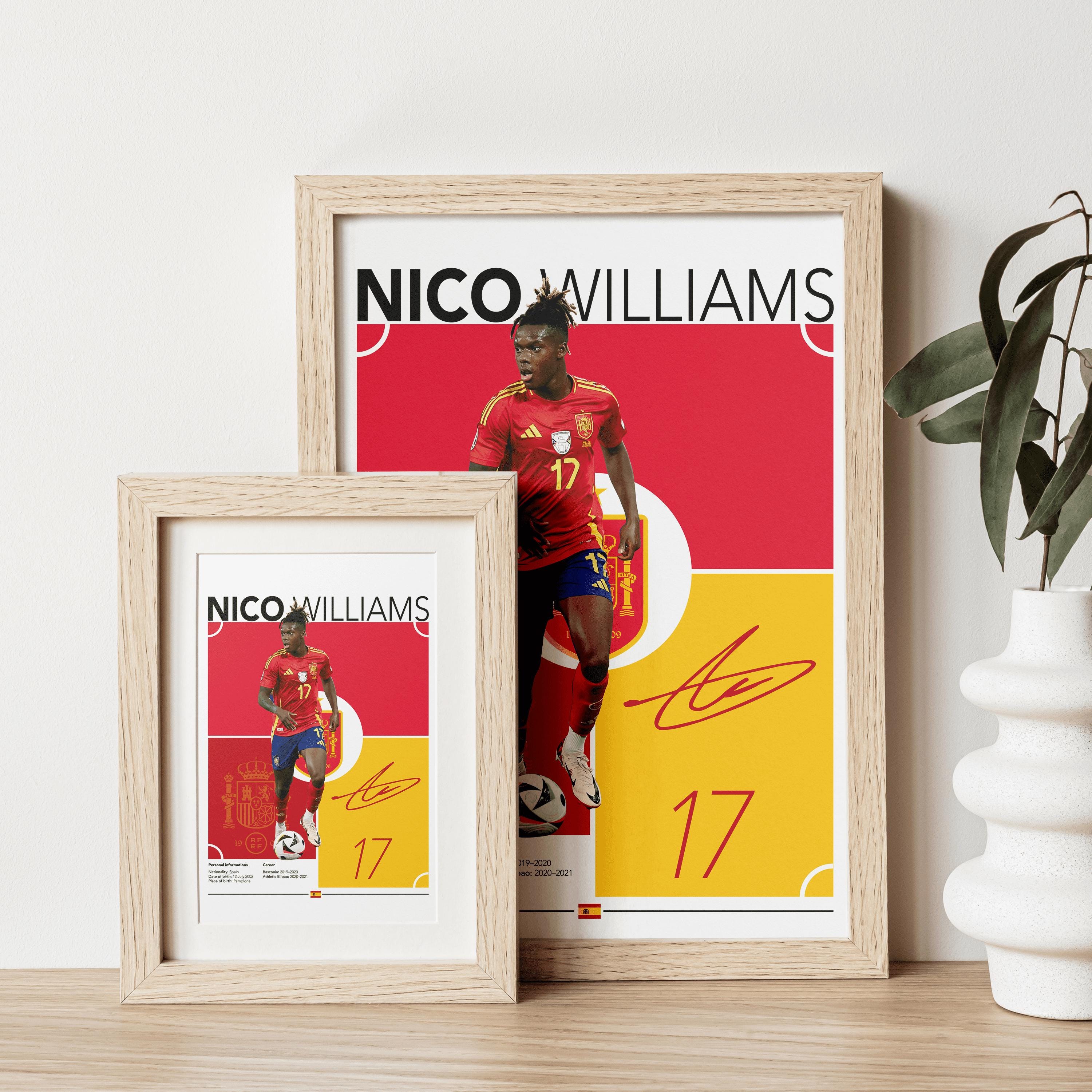 Nico Williams Poster, Spain Football Print, Soccer Gifts, Sports Poster ...
