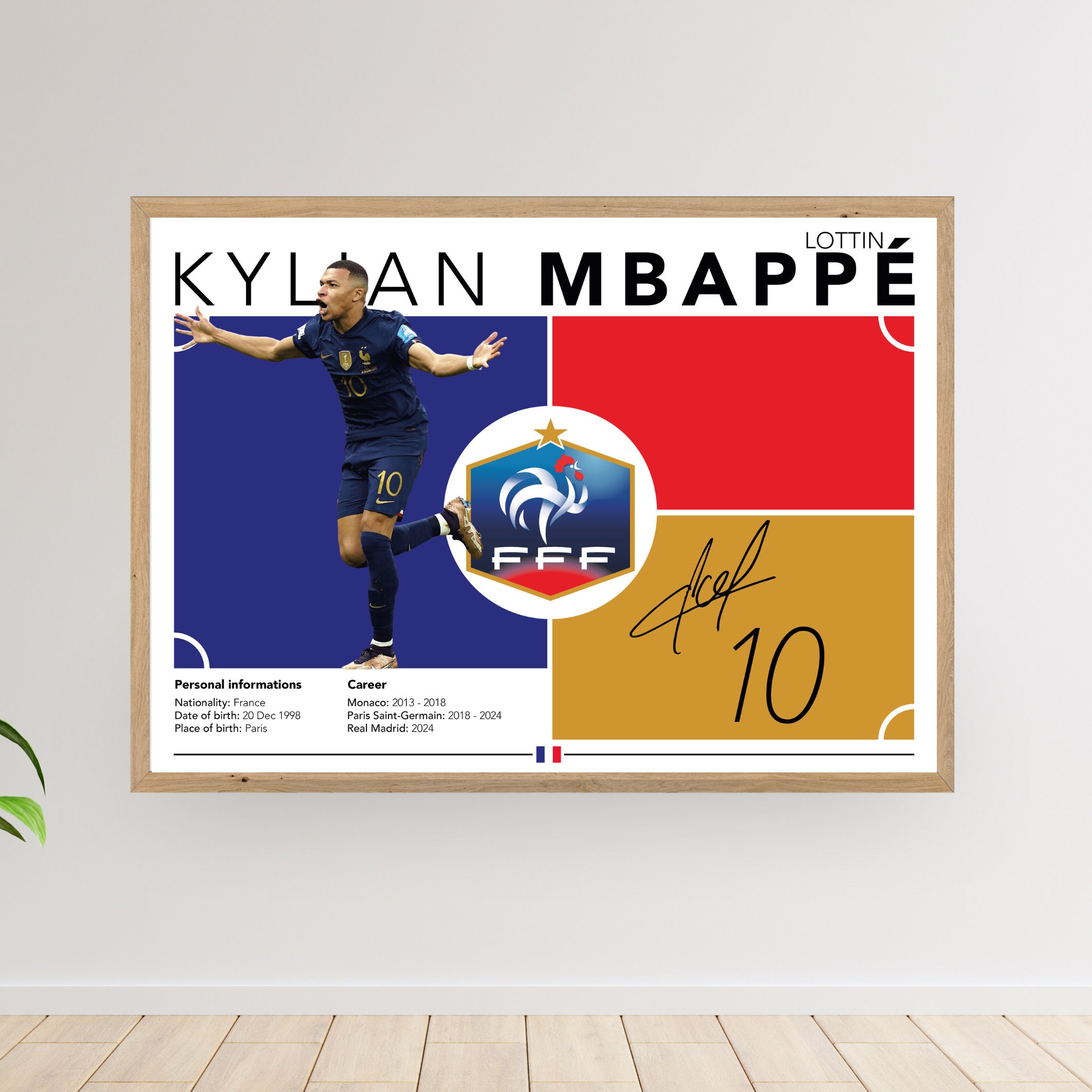 Set of 4 Prints Messi Neymar Mbappe Ronaldo Landscape Posters, Wall Art ...