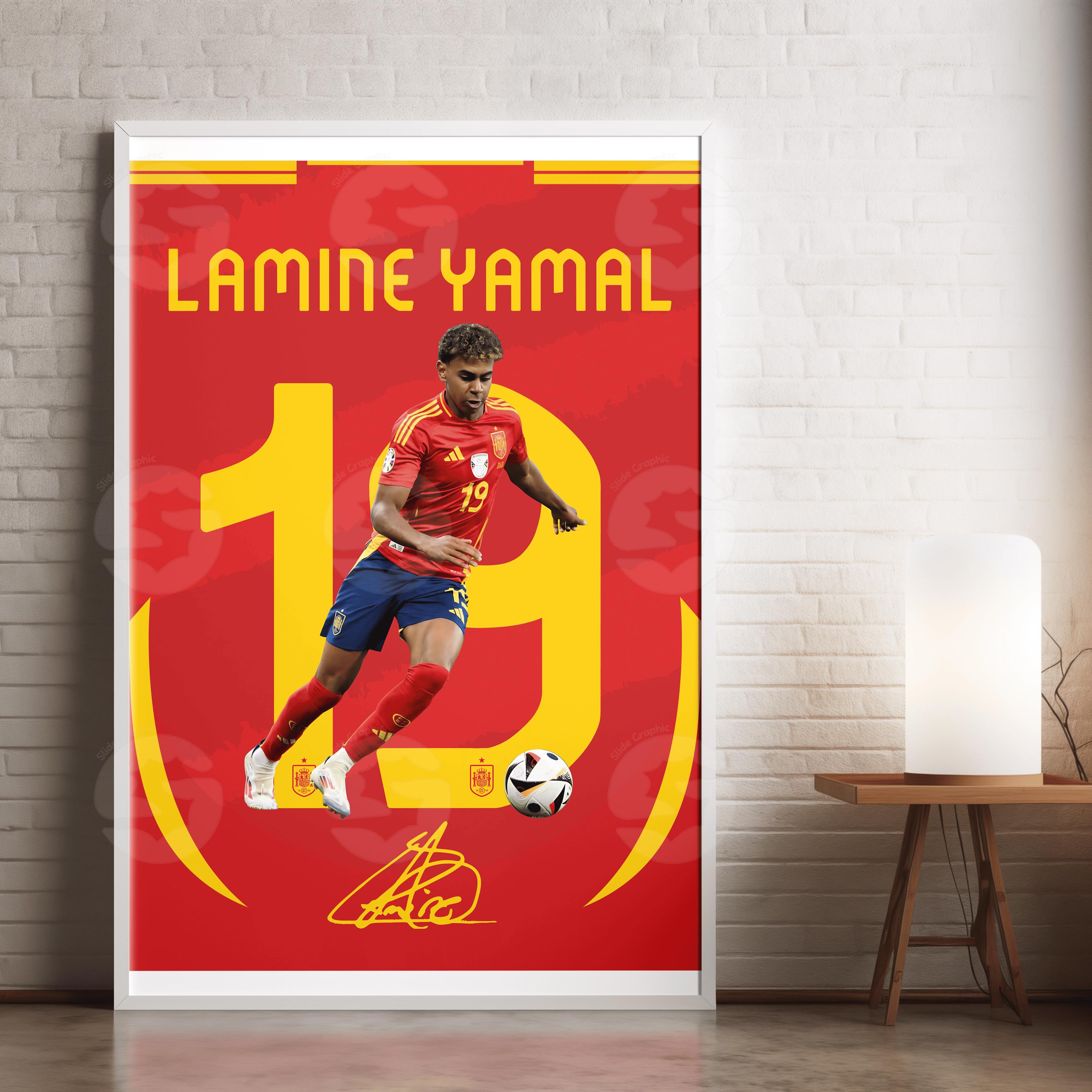 Printable 5 Football Stars Poster, Ronaldo Messi Mbappe Neymar Yamal ...
