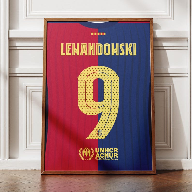Lewandowski FC Barcelona Poster, Barcelona Print Art, Barcelona Wall ...