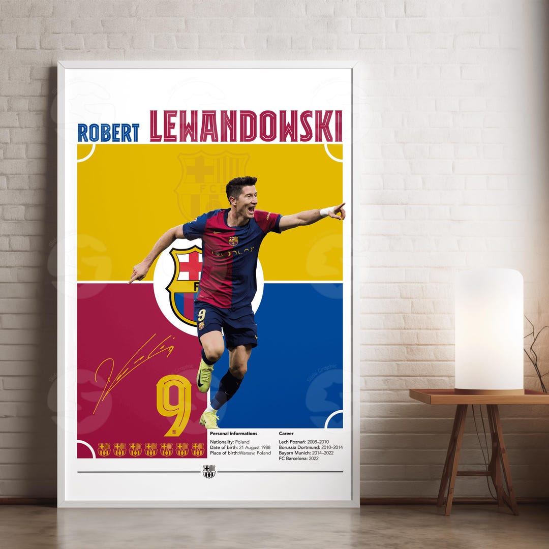 Robert Levandowski Poster, FC Barcelona Football Player , Soccer Gifts ...
