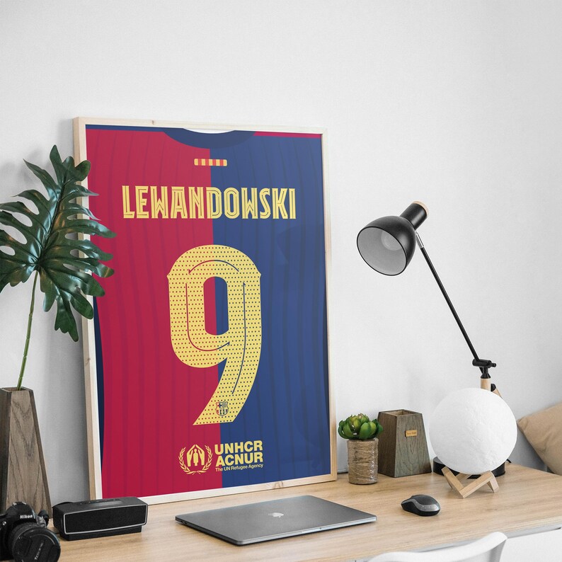 Lewandowski FC Barcelona Poster, Barcelona Print Art, Barcelona Wall ...