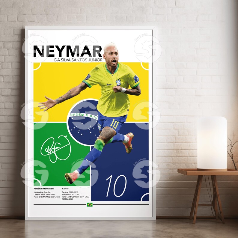 Neymar Jr Poster | Da Silva Santos Neymar Jr Wall Art , Sports Poster ...