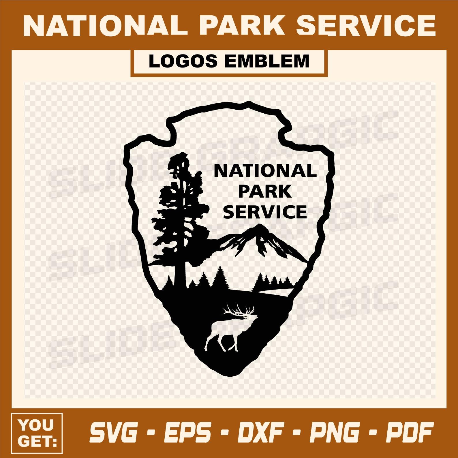 Personalized National Park Service Symbols Bundle, 16 Black Emblem ...