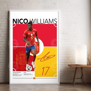 Nico Williams Poster, Spain Football Print, Soccer Gifts, Sports Poster ...