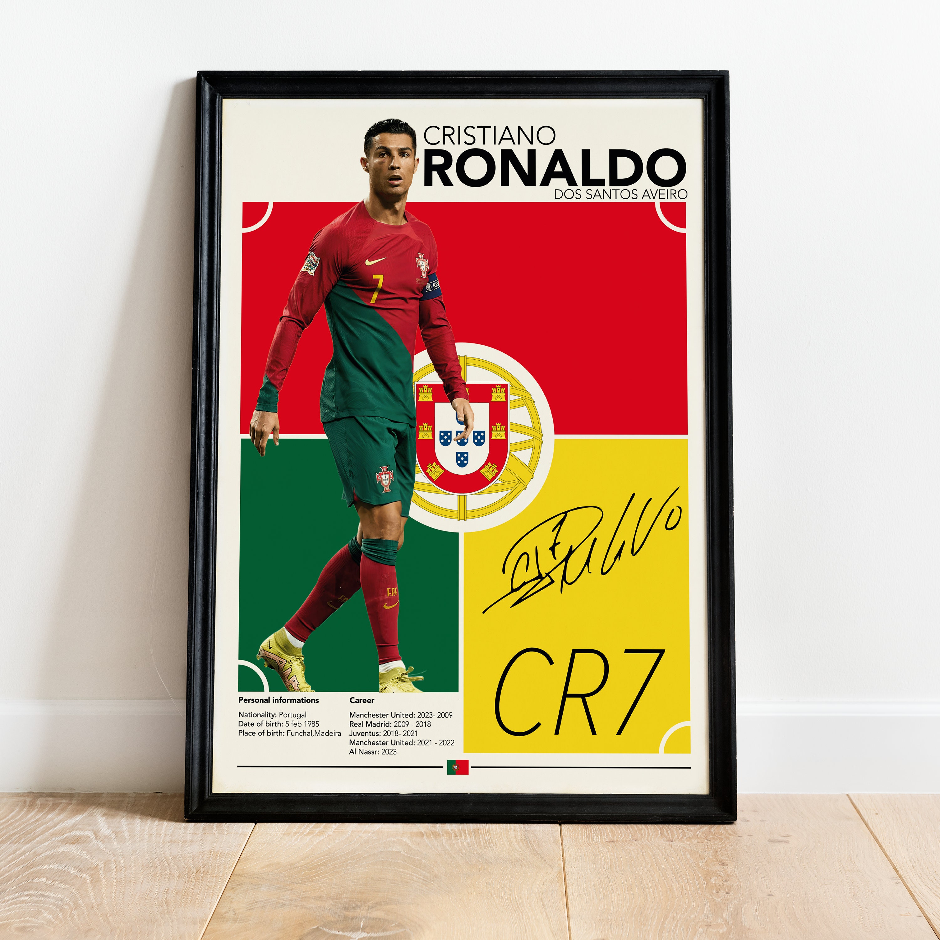 Cristiano Ronaldo Poster, Portugal Football Print, Soccer Gifts, Sports ...