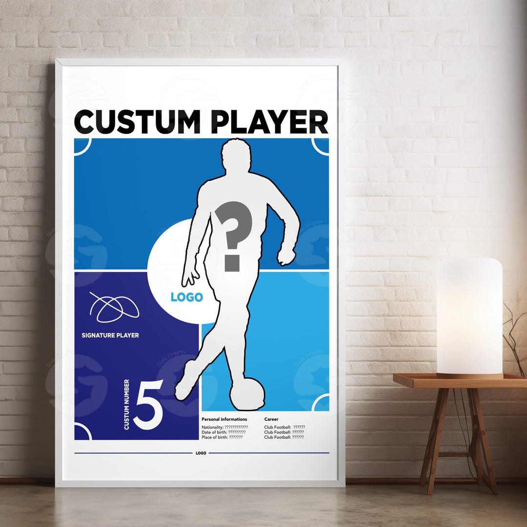 Personalized Football Star Player Poster, Customizable Soccer Print in ...