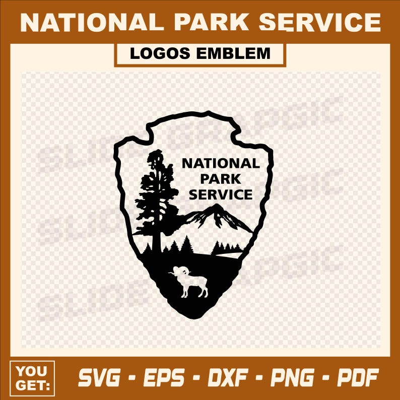 Personalized National Park Service Symbols Bundle, 16 Black Emblem ...