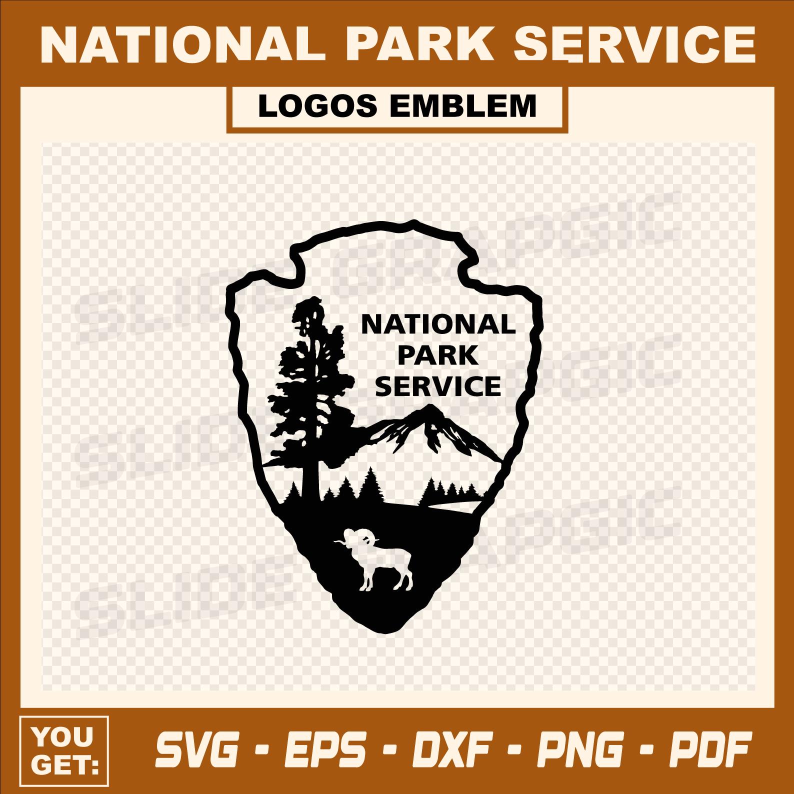 Personalized National Park Service Symbols Bundle, 16 Black Emblem ...