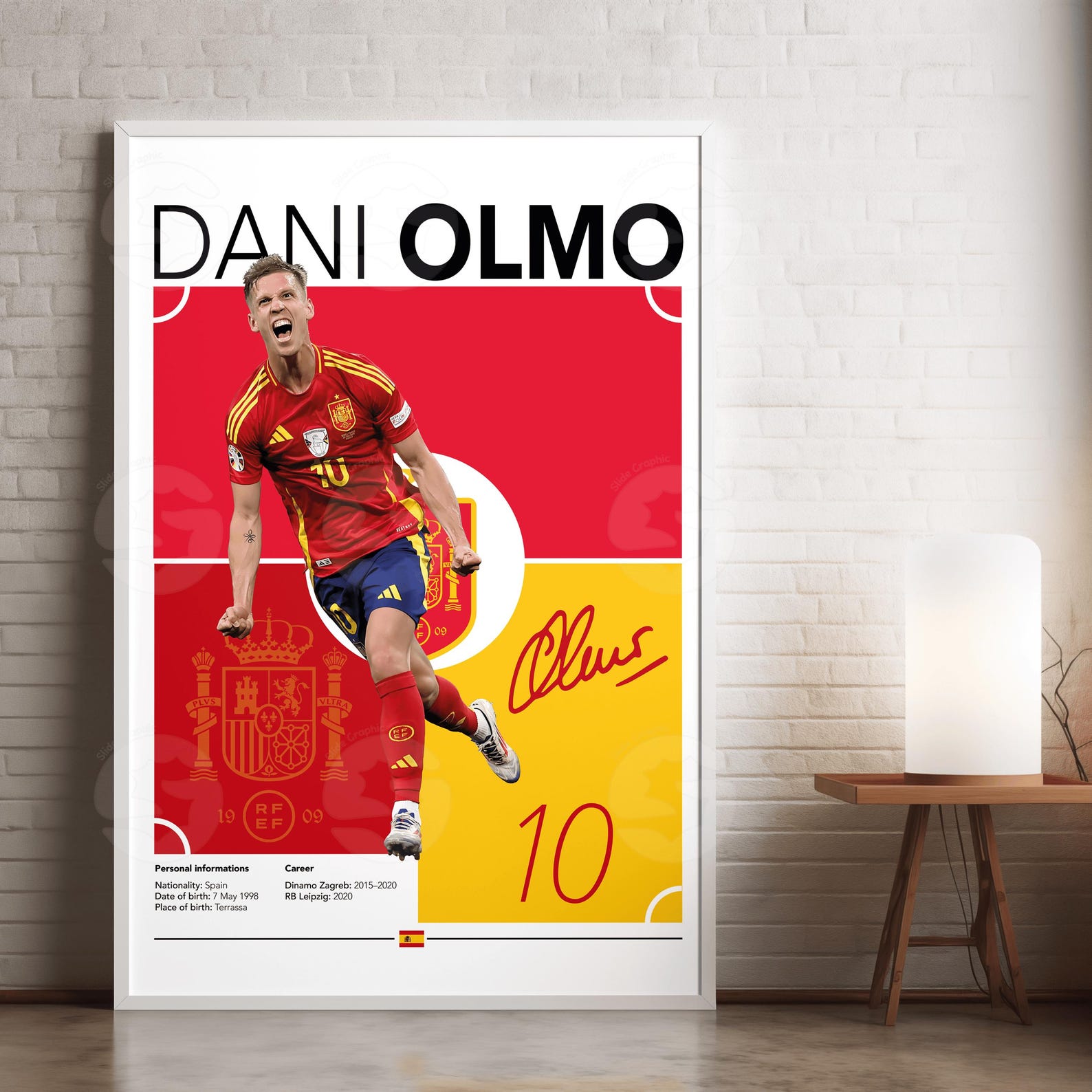 Dani Olmo Poster, Spain Football Print, Soccer Gifts, Sports Poster ...