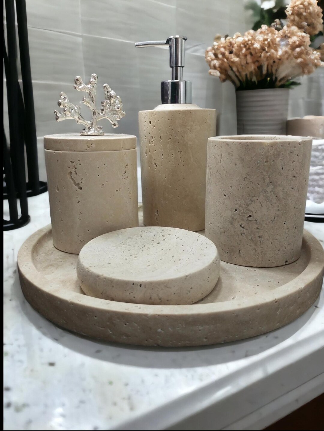 Travertine Bathroom Set Natural Elegance & Functionality,natural Marble ...