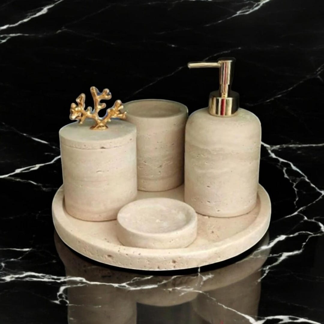 Travertine Bathroom Set - Natural Elegance & Functionality,natural ...