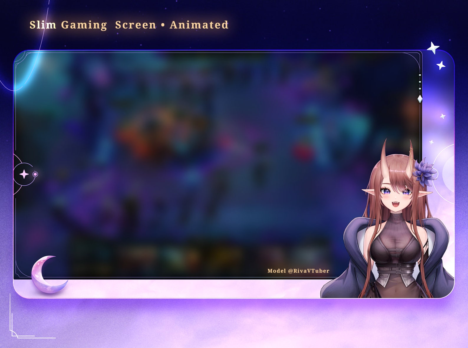 Animated Purple Celestial Moon Vtuber Stream Graphic Set | Chatting ...