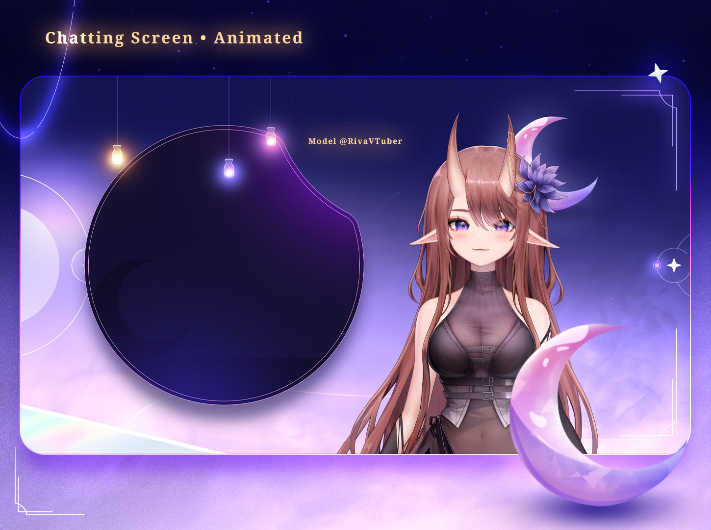 Animated Purple Celestial Moon Vtuber Stream Graphic Set | Chatting, Game, Border, Add-ons - Etsy