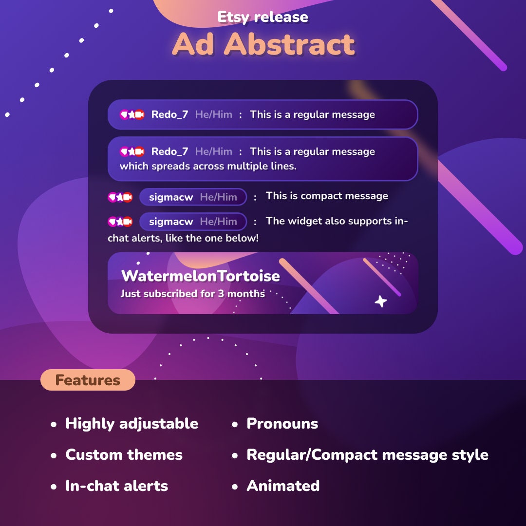 Abstract Chat Widget for Twitch & Streamelements: 7 Themes + Custom ...