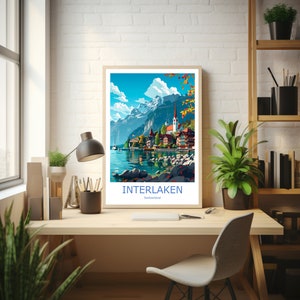 Interlaken Travel Print Interlaken Wall Art Interlaken Travel Poster ...