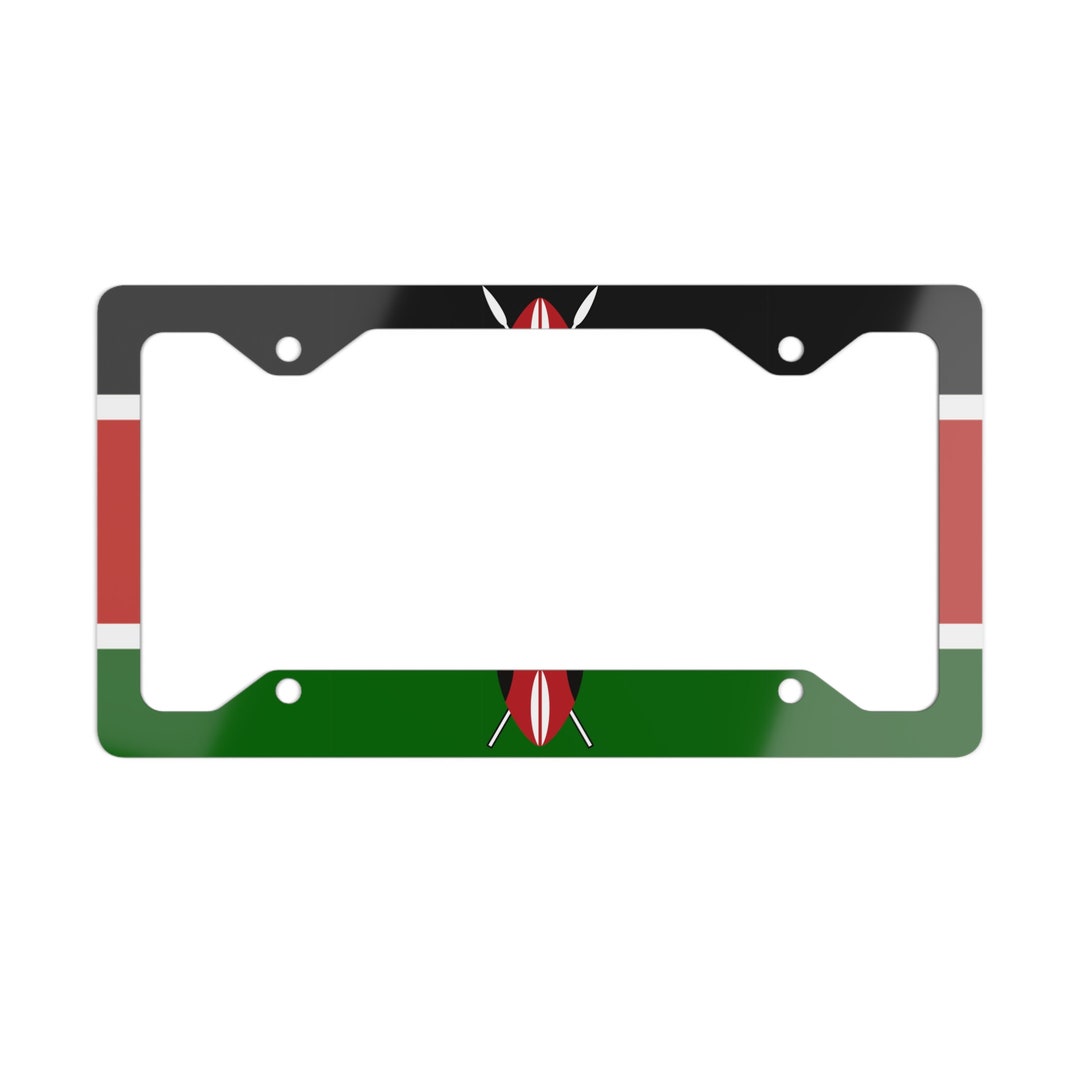 Kenya Flag Metal License Plate Frame, Personalized Kenyan Car Accessory ...