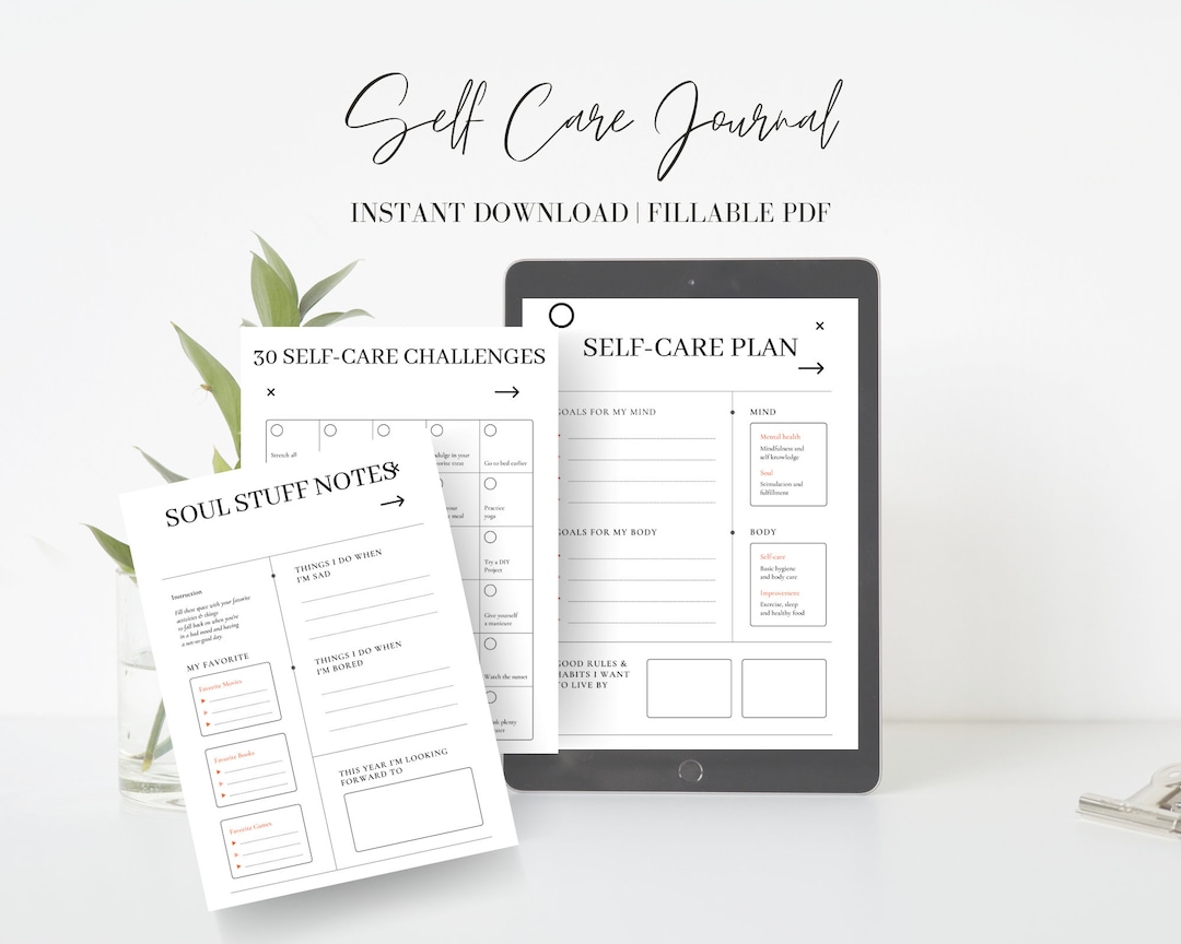 Digital Self Care Journal | Self Care Tracker | Self Notes | 30 Day ...