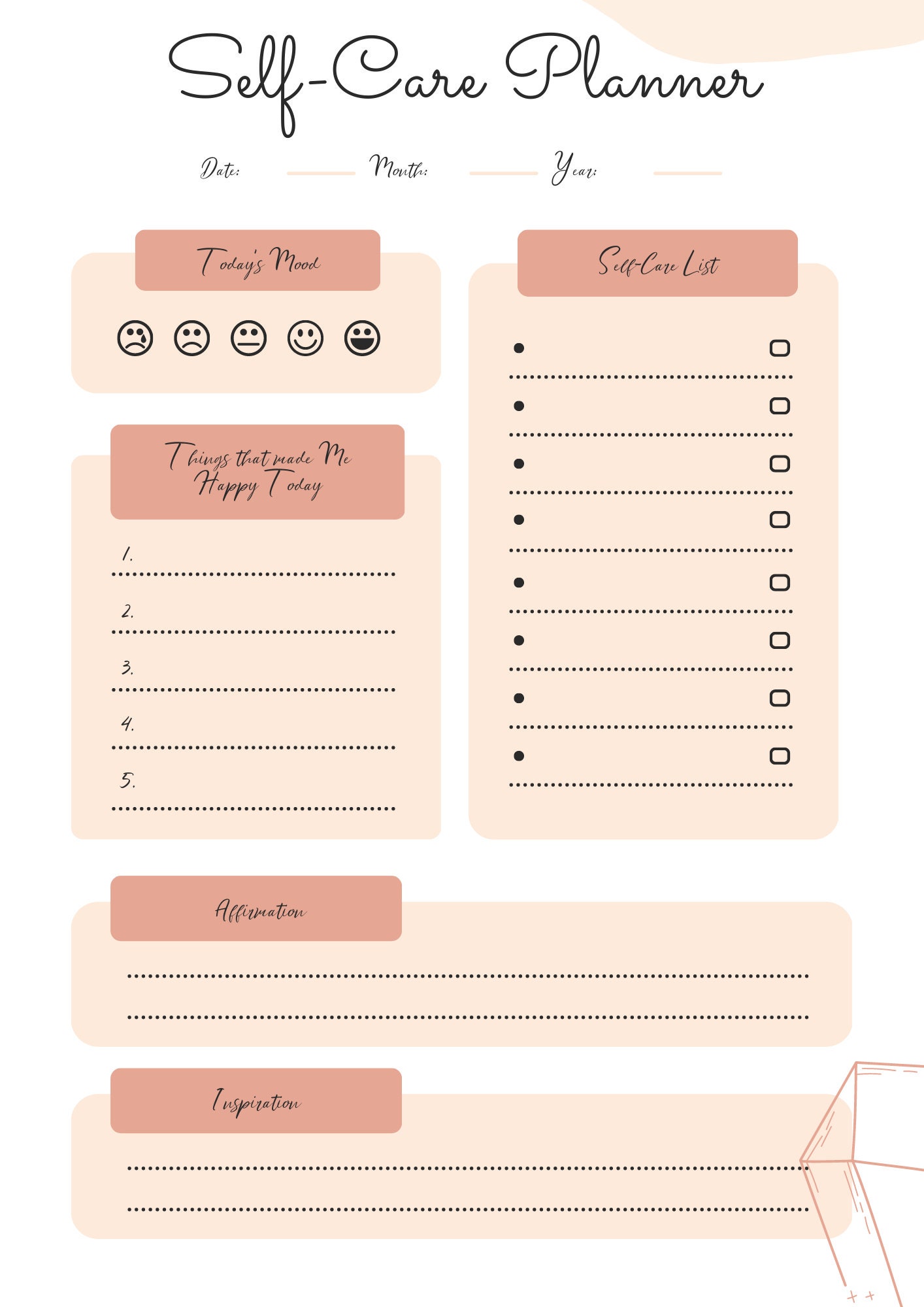 Self Care Planner | Printable Self Love Planner | Self Care List ...