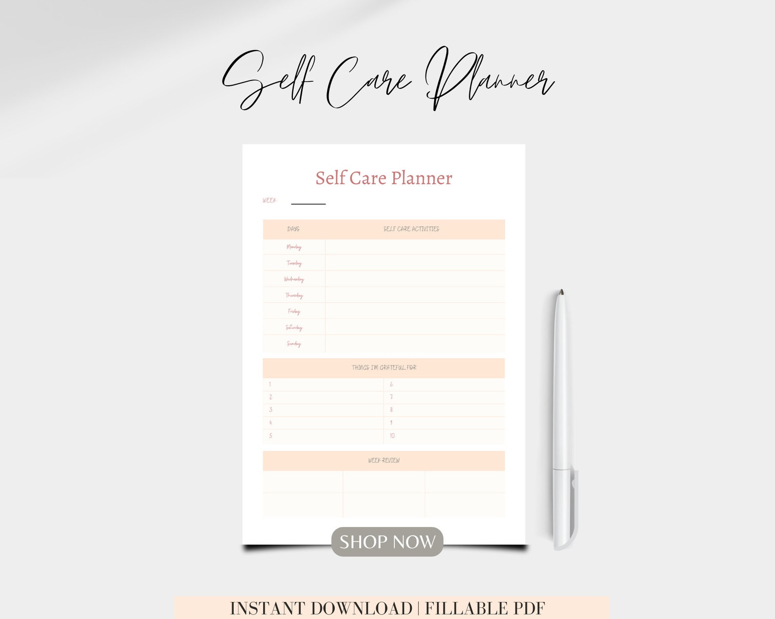 Printable Self Love Planner | Self Care Planner | Self Care List ...
