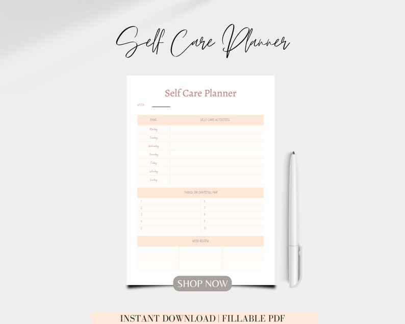 Printable Self Love Planner | Self Care Planner | Self Care List ...