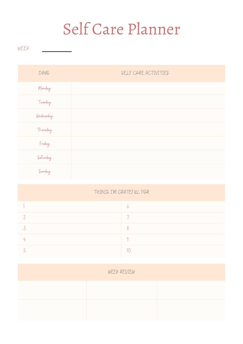 Printable Self Love Planner | Self Care Planner | Self Care List ...