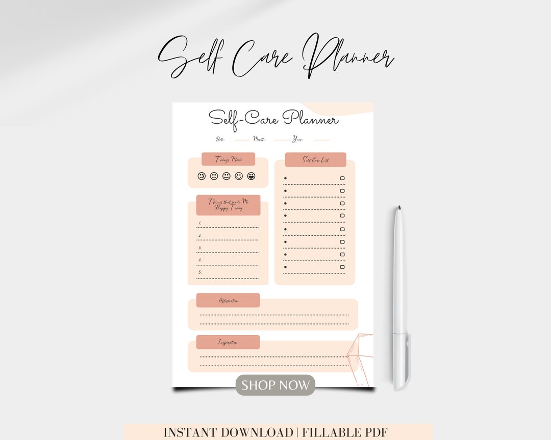 Self Care Planner | Printable Self Love Planner | Self Care List ...