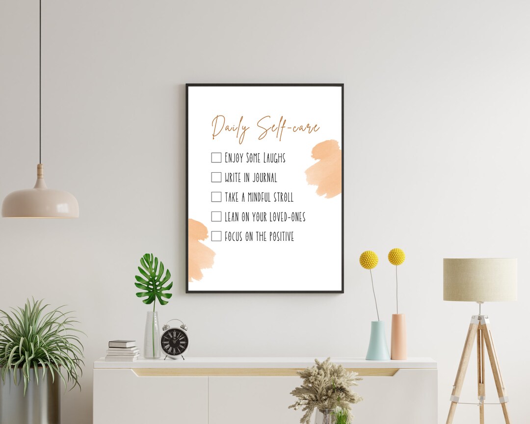 Daily Self Care Notes | Self Care Wall Art | Motivational | Self Love ...
