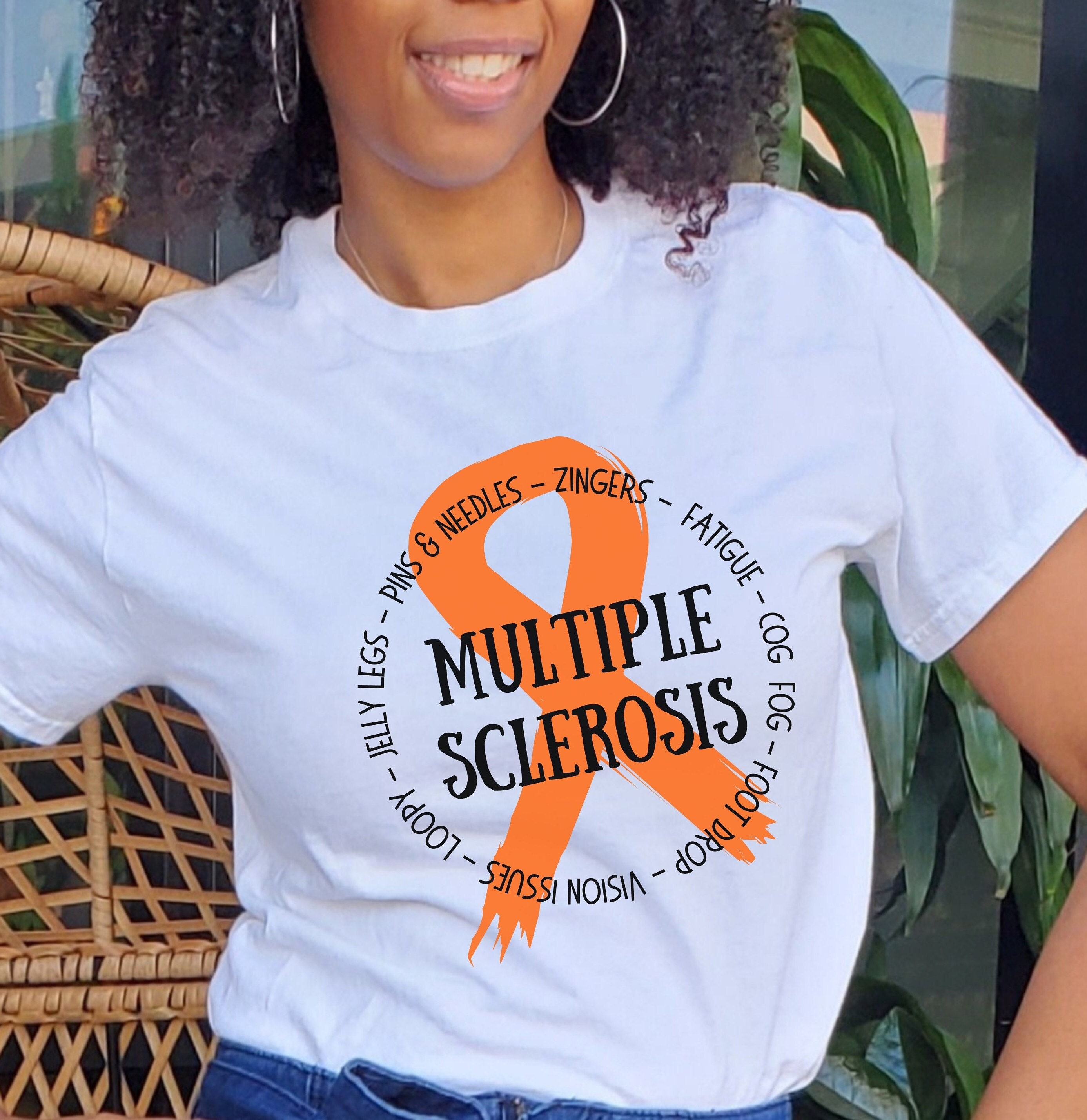Multiple Sclerosis T-shirt, MS Support, MS Awareness, MS Orange Ribbon ...