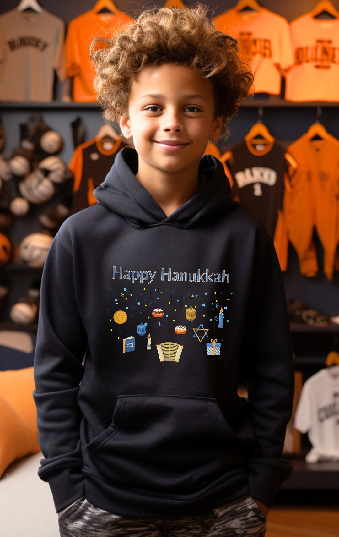 Happy Hanukkah Hoodie, Jewish Festival of Light Sweater, Holiday Top - Etsy