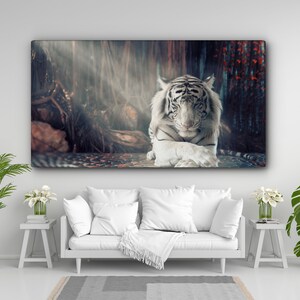White Tiger Canvas Paintings, White Tiger Canvas Wall Art, White Tiger ...