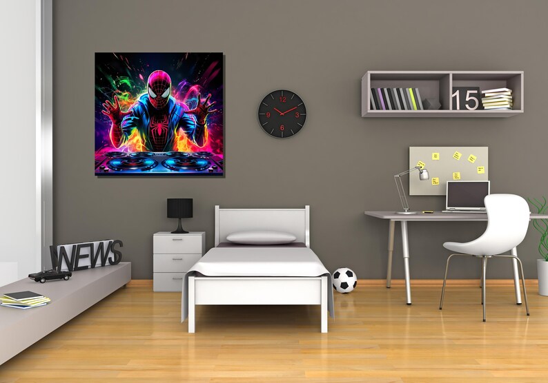 DJ Spiderman Canvas Print, Spiderman Perfect Painting, Spiderman Wall ...