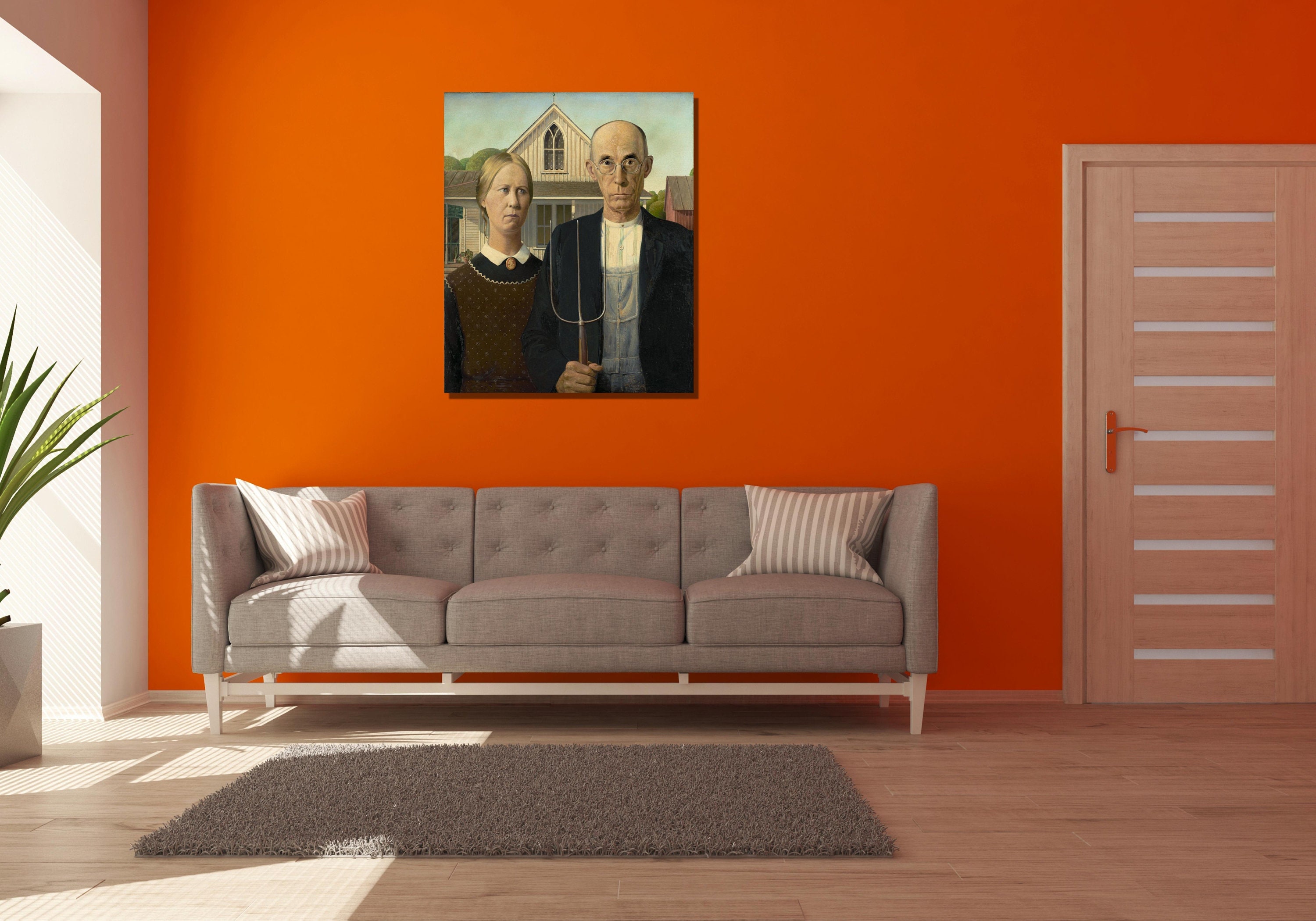 Grant Wood American Gothic Canvas Wall Art, Grant Wood Canvas Print ...