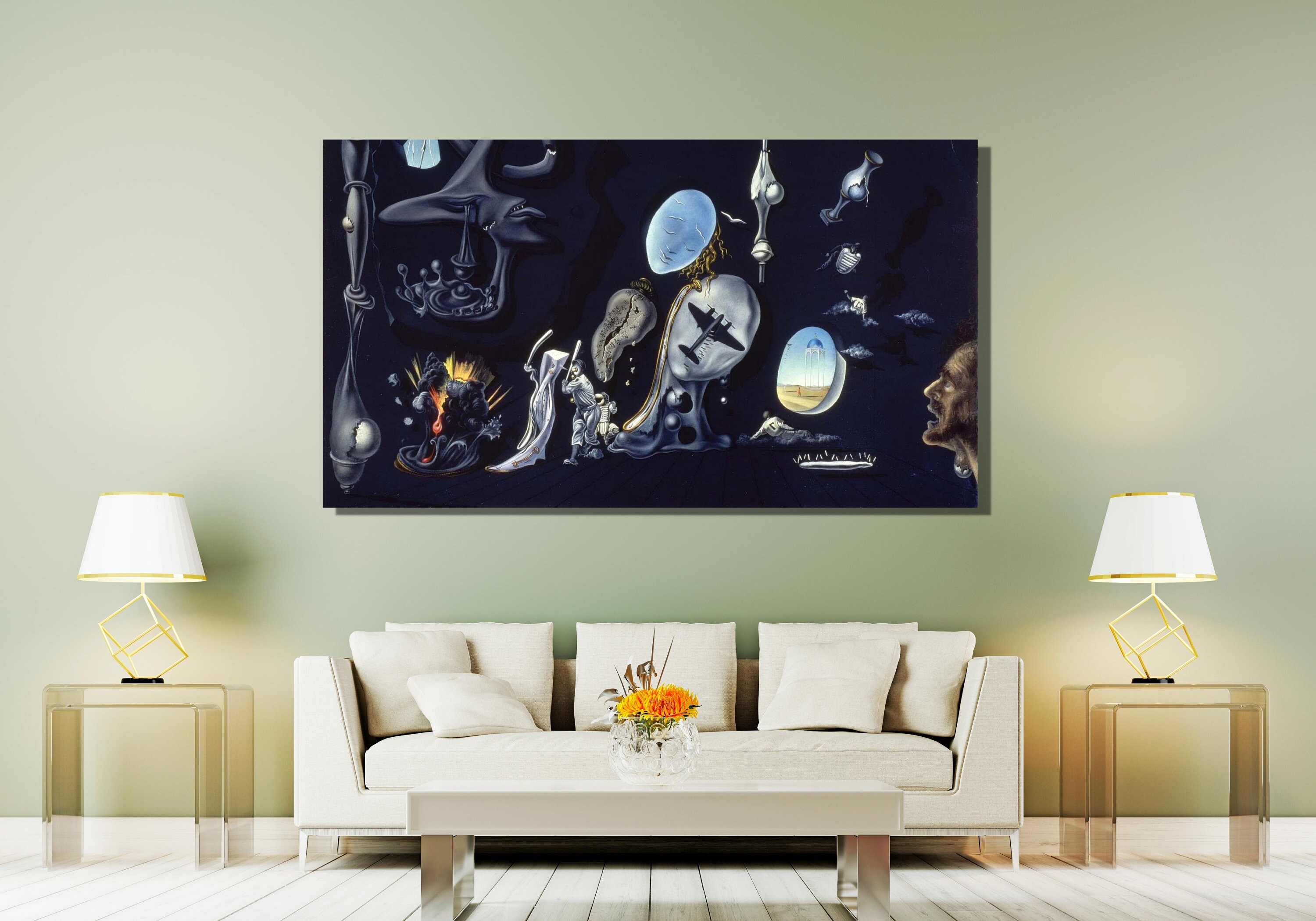 Salvador Dali melancholy, Atomic Uranic Idyll 1945 Canvas Print ...