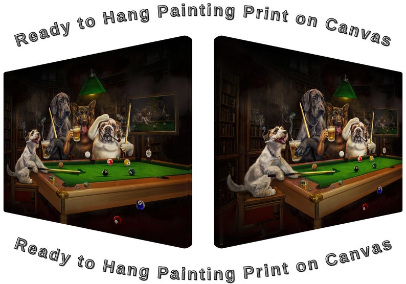 Dogs Playing Billiards Gift Paintings, Dogs Playing Billiards Canvas ...
