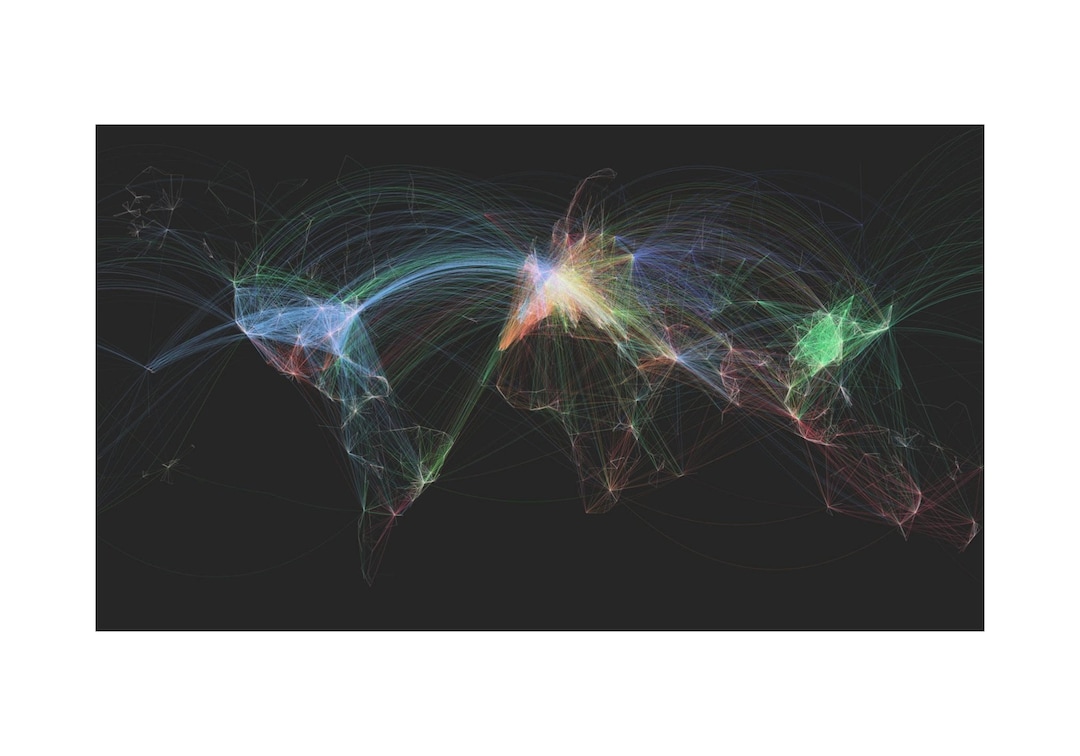 Routes World Map Canvas Poster,flight Routes World Map Canvas Painting ...