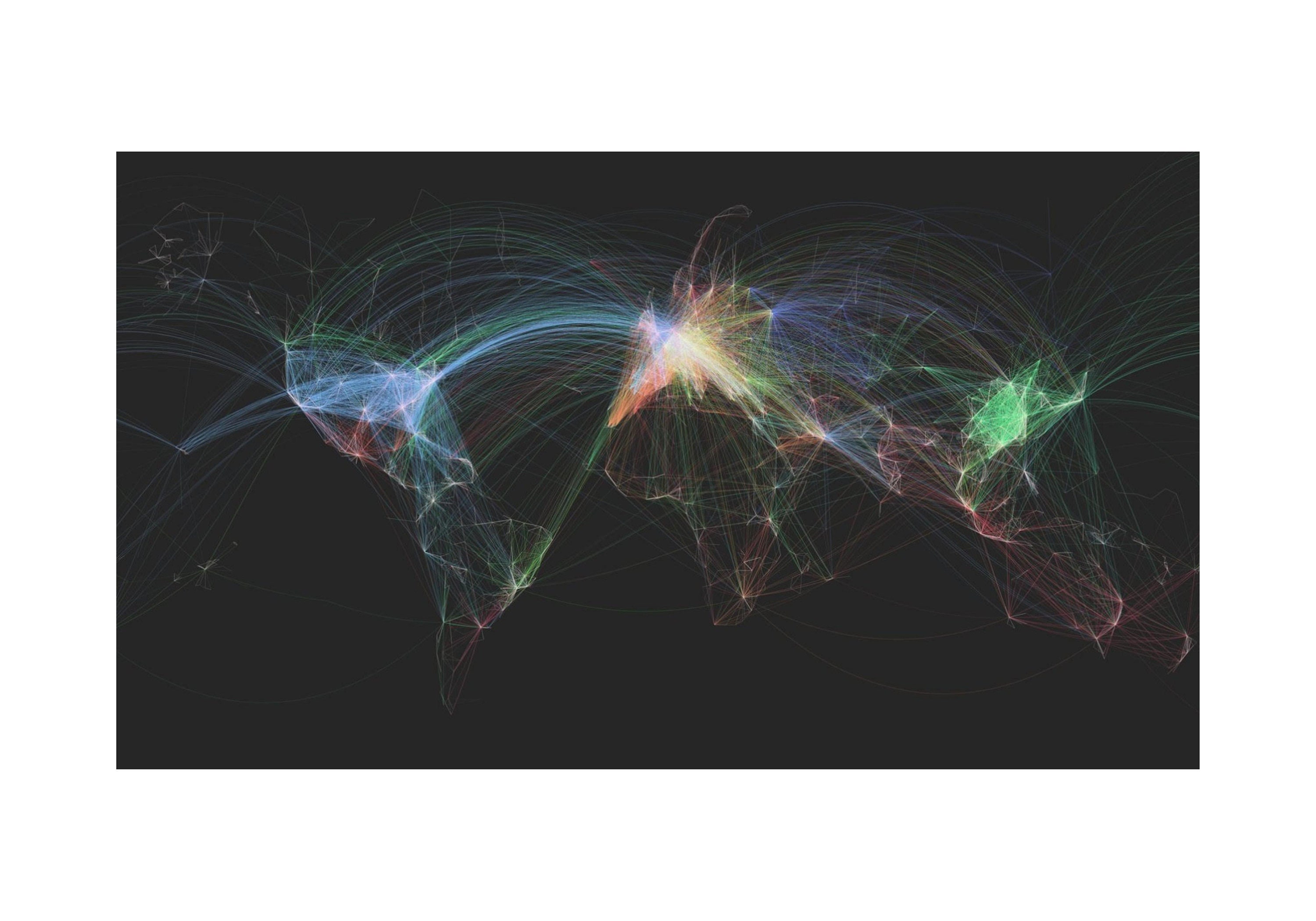 Routes World Map Canvas Poster,flight Routes World Map Canvas Painting ...