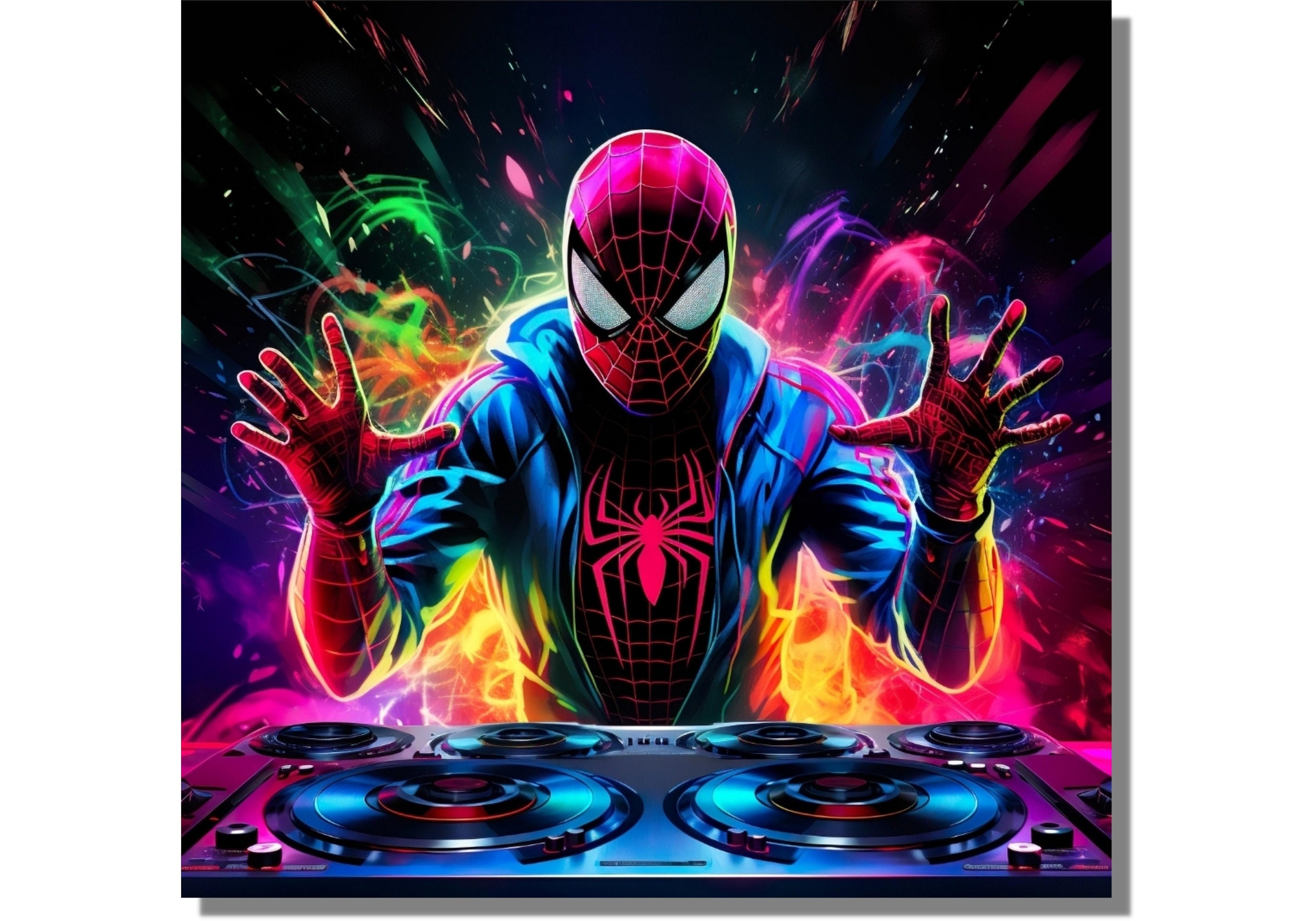 DJ Spiderman Canvas Print, Spiderman Perfect Painting, Spiderman Wall ...
