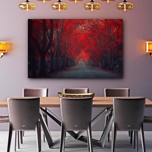 Landscape (red Forest) Canvas Painting, Landscape (red Forest) Canvas ...