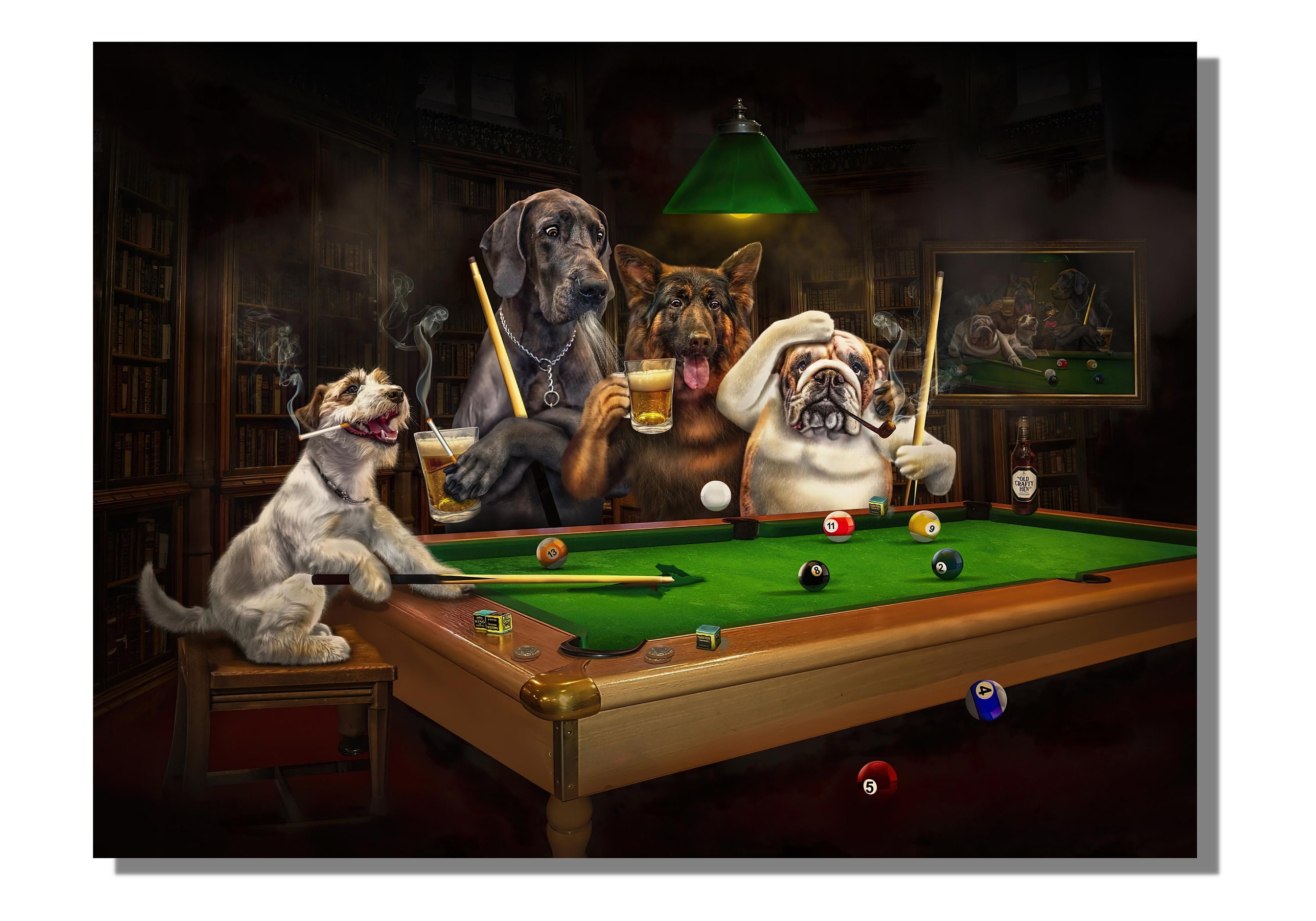 Dogs Playing Billiards Gift Paintings, Dogs Playing Billiards Canvas ...