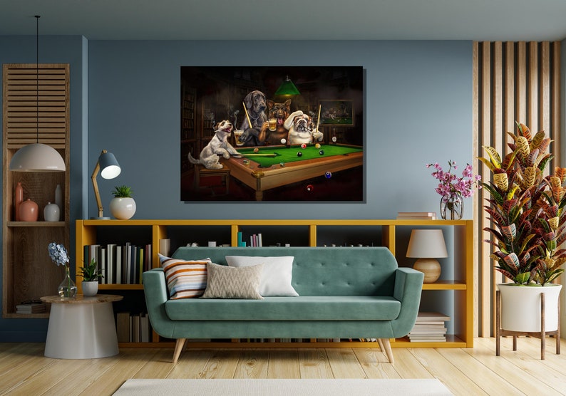 Dogs Playing Billiards Gift Paintings, Dogs Playing Billiards Canvas ...