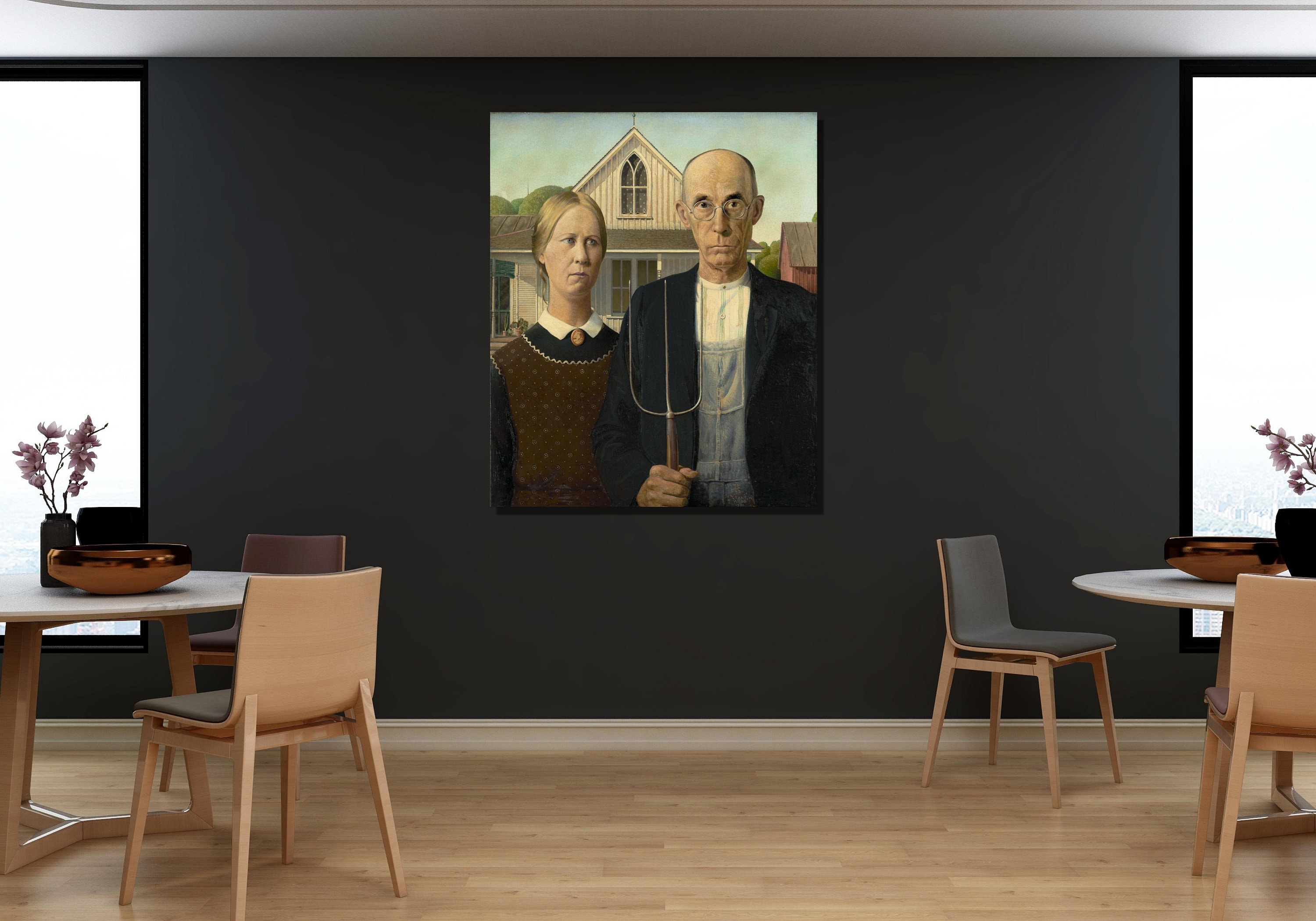Grant Wood American Gothic Canvas Wall Art, Grant Wood Canvas Print ...