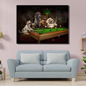 Dogs Playing Billiards Gift Paintings, Dogs Playing Billiards Canvas ...