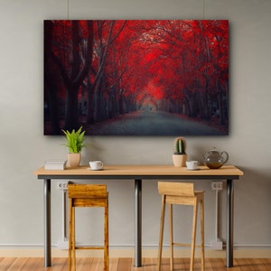 Landscape (red Forest) Canvas Painting, Landscape (red Forest) Canvas ...